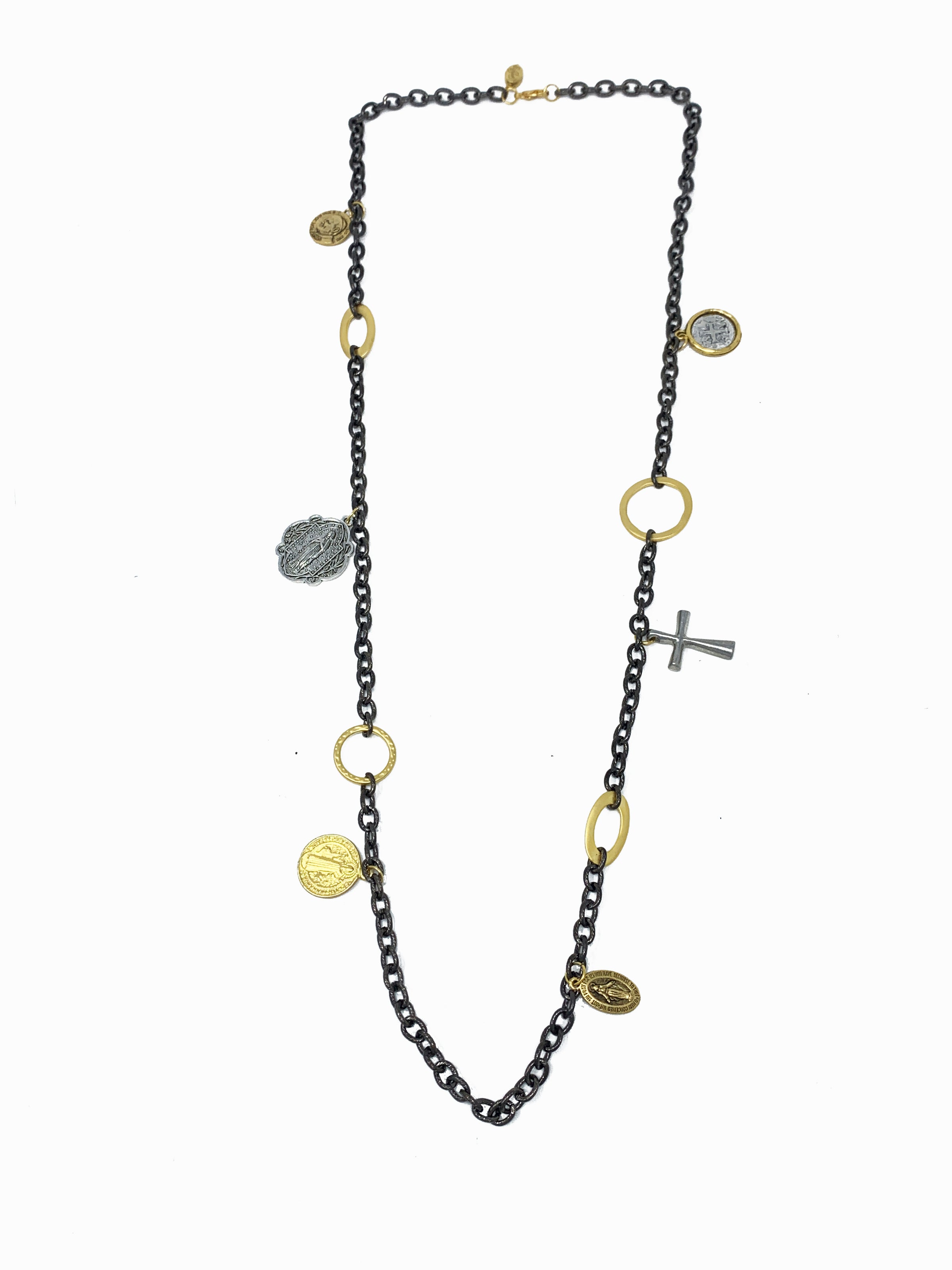 Extension Chain Miami | Gold plated silver chain, with saints and ...